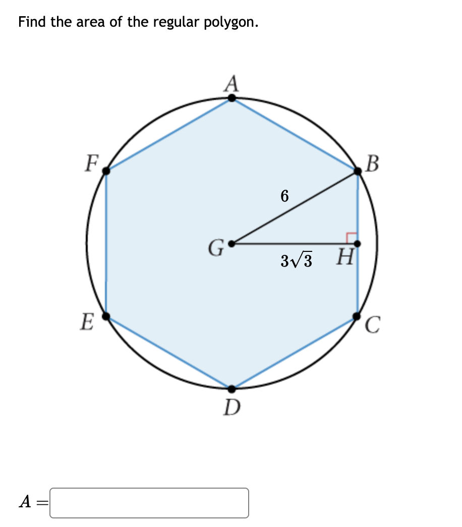 Solved Find the area of the regular polygon. | Chegg.com