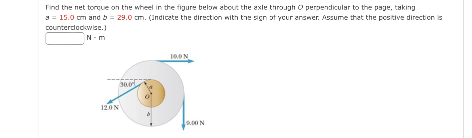 Solved Find the net torque on the wheel in the figure below | Chegg.com