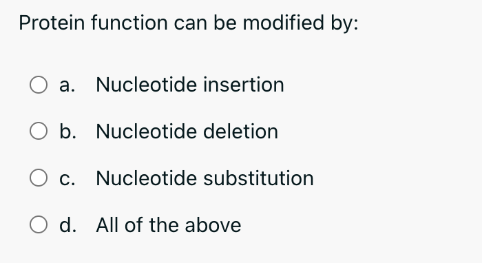Solved Protein function can be modified by: a. Nucleotide | Chegg.com