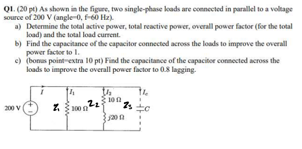 Solved Q1. (20 pt) As shown in the figure, two single-phase | Chegg.com