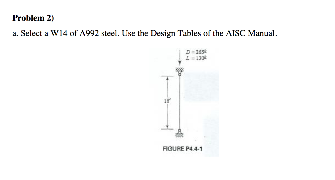 Solved Problem 2) a. Select a W14 of A992 steel. Use the | Chegg.com
