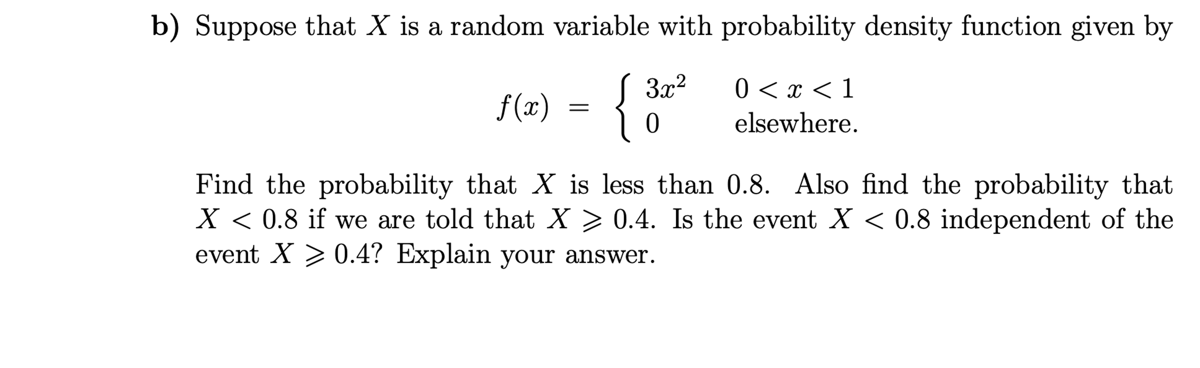 Solved b) ﻿Suppose that x ﻿is a random variable with | Chegg.com