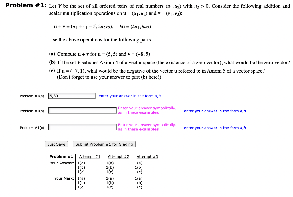 Solved \# 1: Let V be the set of all ordered pairs of real | Chegg.com