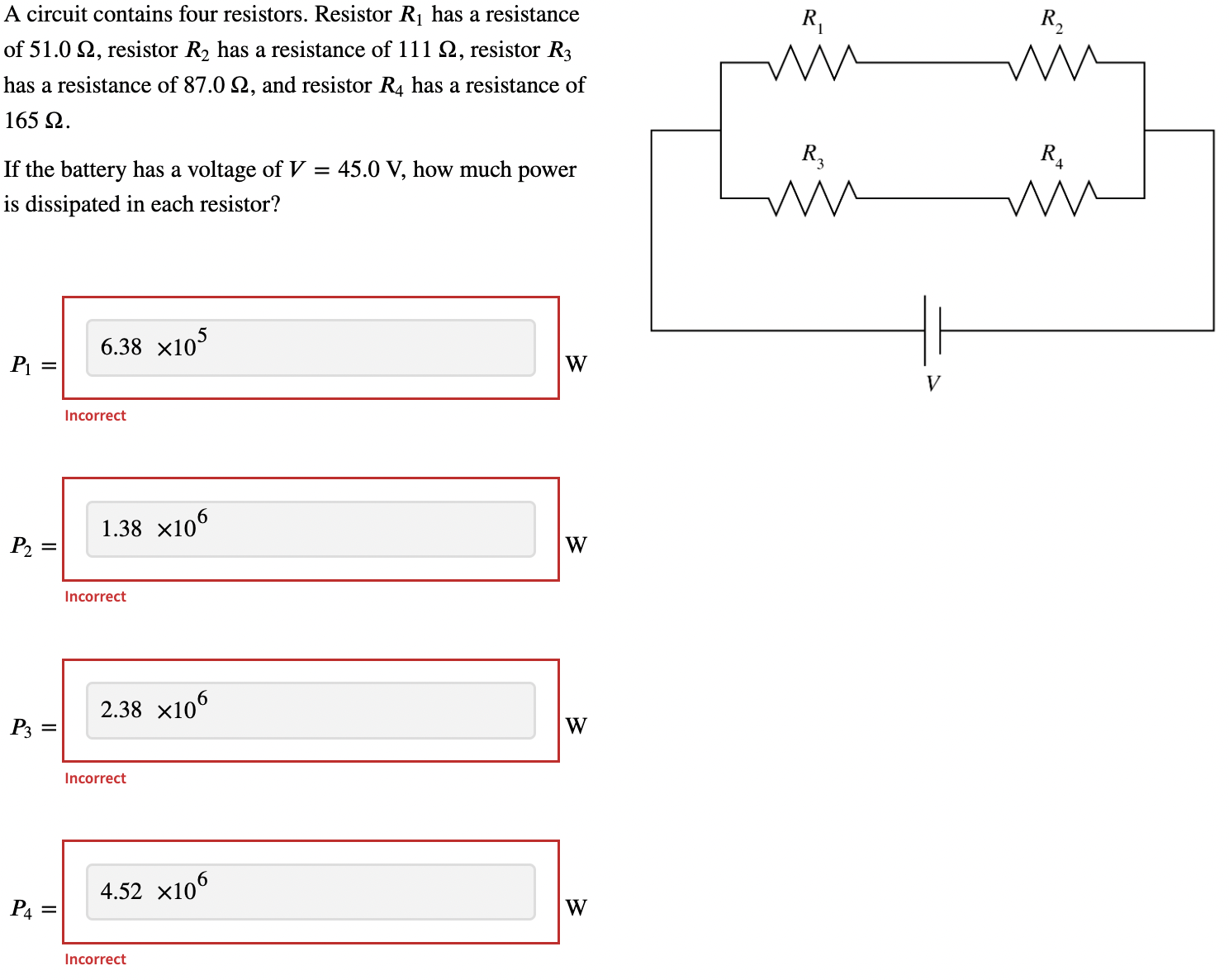 Solved A circuit contains four resistors. Resistor R1 has a | Chegg.com