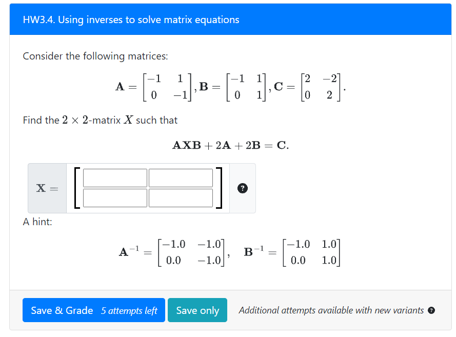 Solved Consider the following matrices: | Chegg.com