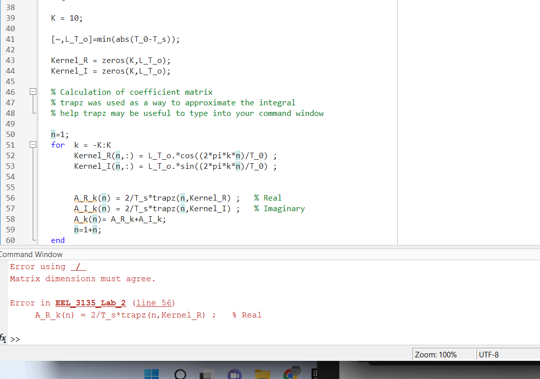Solved Please look at my MATLAB code and tell me how to fix | Chegg.com