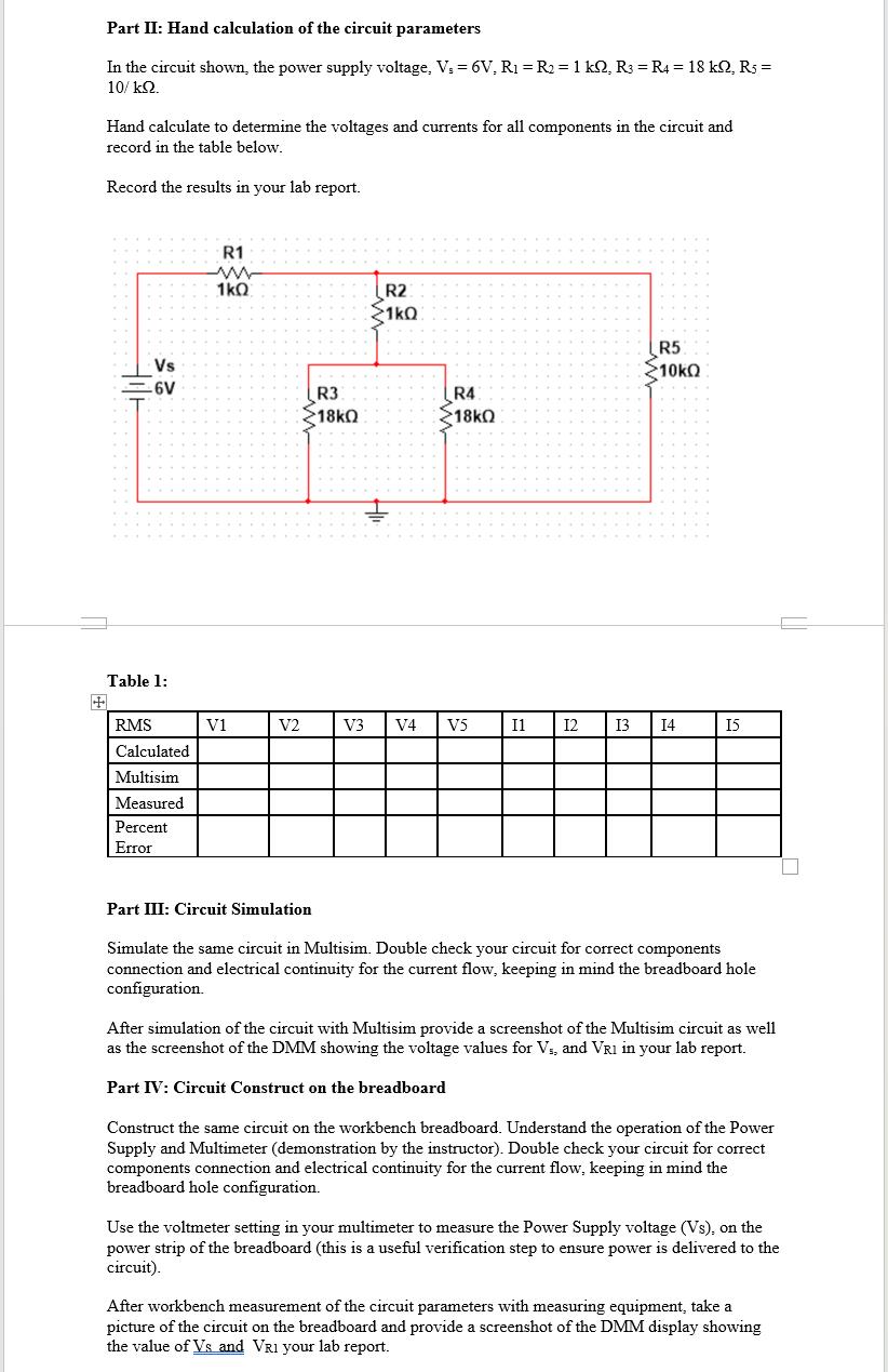 Solved Please calculate V1 through V5 and I1 to I5 from the | Chegg.com