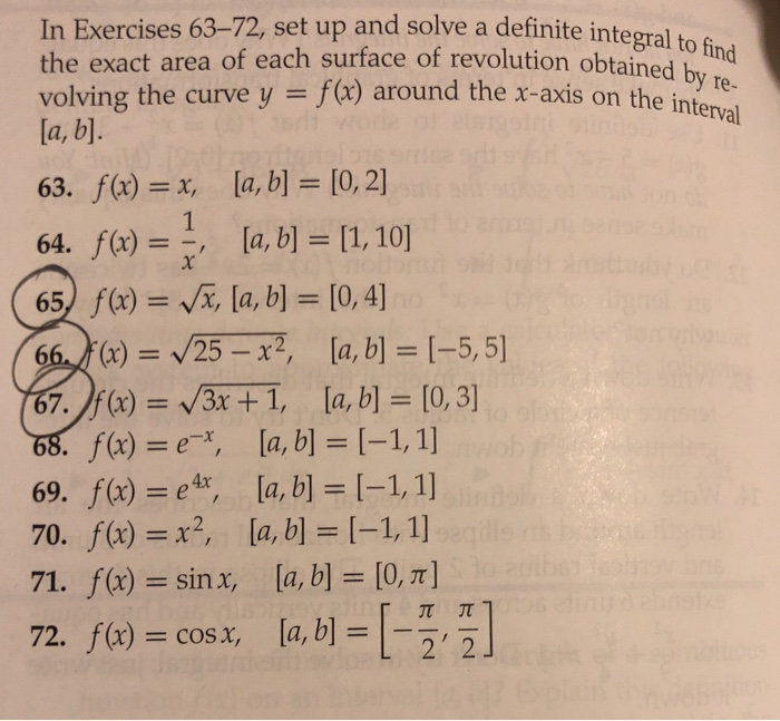 Solved In Exercises 63-72, set up and solve a definite inte | Chegg.com