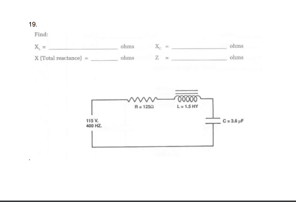 Solved X (Total reactance )= ohms Z= | Chegg.com