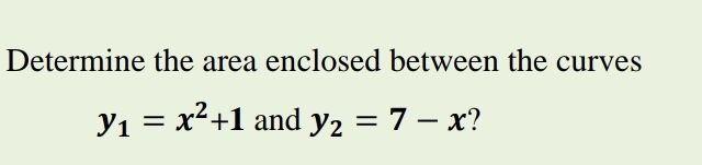 Solved Determine the area enclosed between the curves Y1 = | Chegg.com