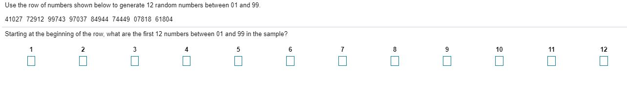 Solved Use the row of numbers shown below to generate 12 | Chegg.com
