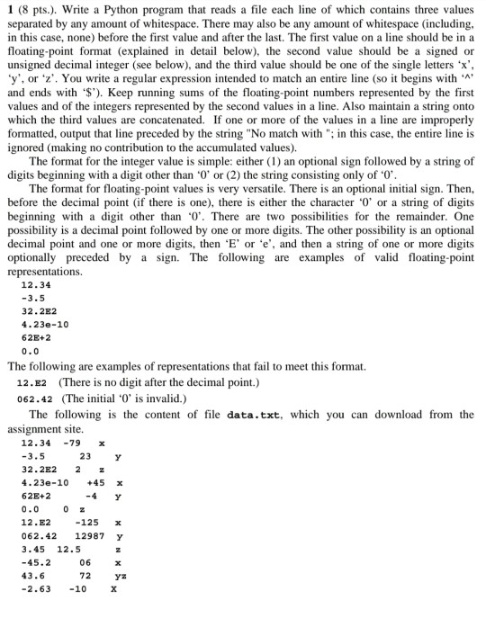 Solved 1 8 Pts Write A Python Program That Reads A File 8069