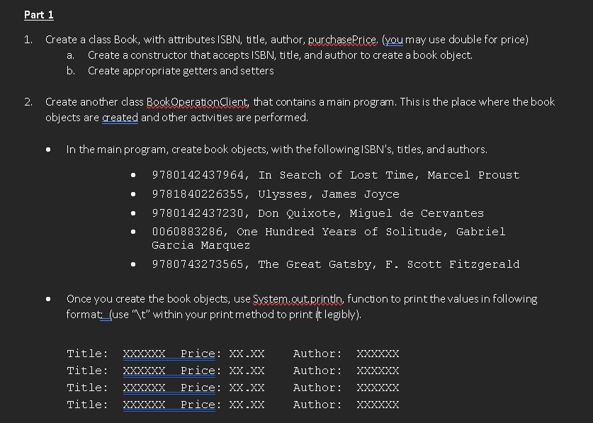Solved PART 2 IN JAVA THIS PART NEEDS TO BE DONE PART 1 IS | Chegg.com