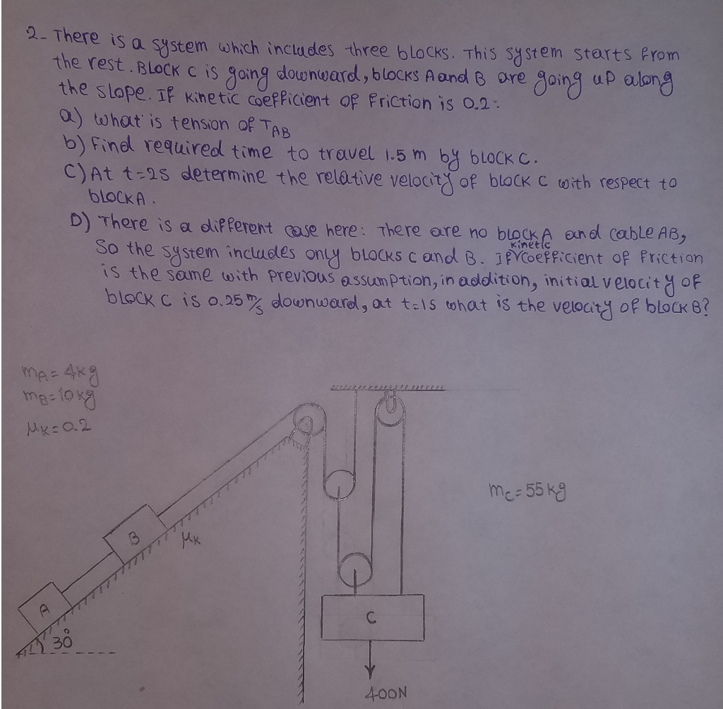 Solved 2- There is a system which includes three blocks. | Chegg.com