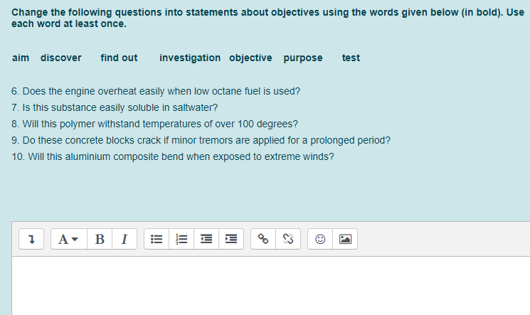 Solved Change the following questions into statements about | Chegg.com