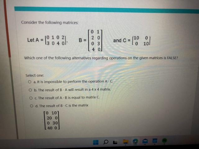 Solved Consider the following matrices: Let | Chegg.com