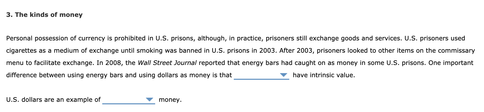 Solved 3. The kinds of money Personal possession of currency | Chegg.com