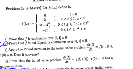 Solved Problem 1: [8 Marks] Let f(t,x) define by | Chegg.com