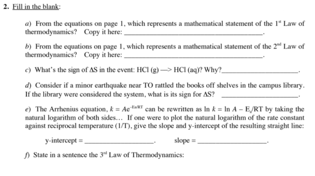 Solved 2. Fill in the blank: a) From the equations on page | Chegg.com