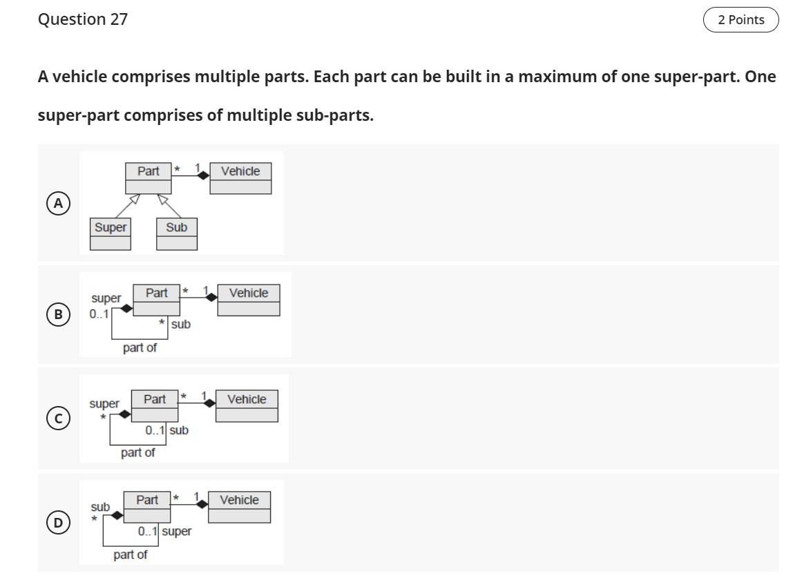 Solved Question 27 2 Points A vehicle comprises multiple | Chegg.com