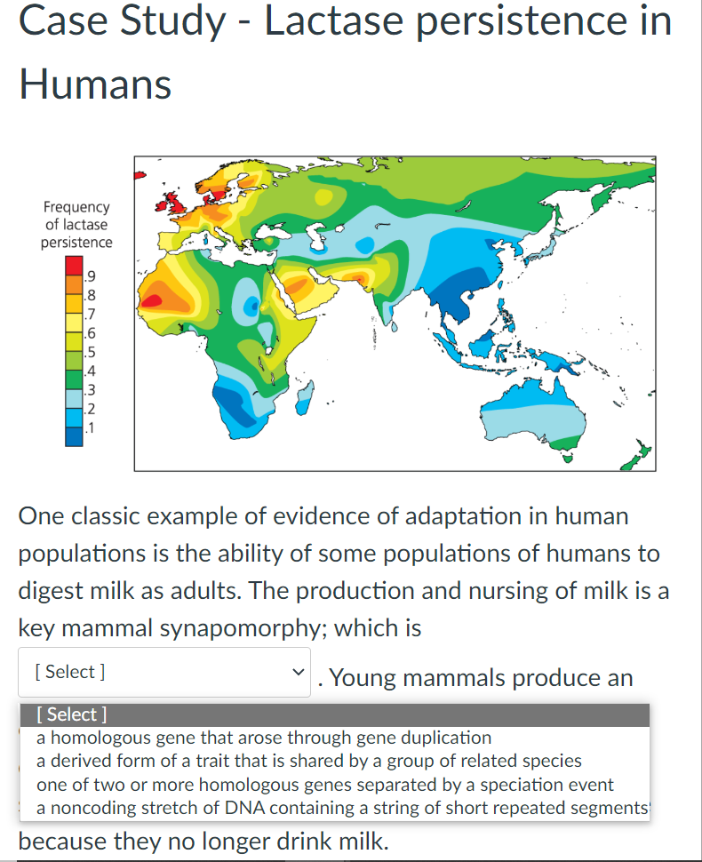 Solved Case Study - Lactase persistence in Humans One | Chegg.com