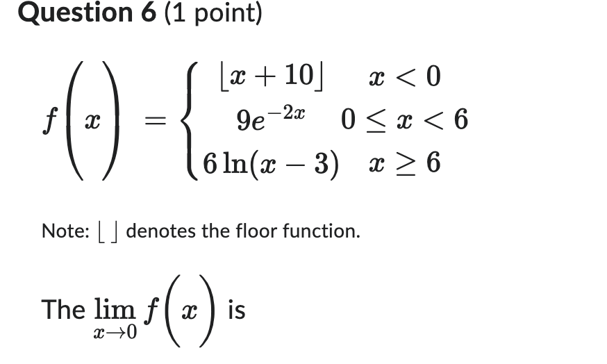 Solved Question 6 (1 point) | Chegg.com