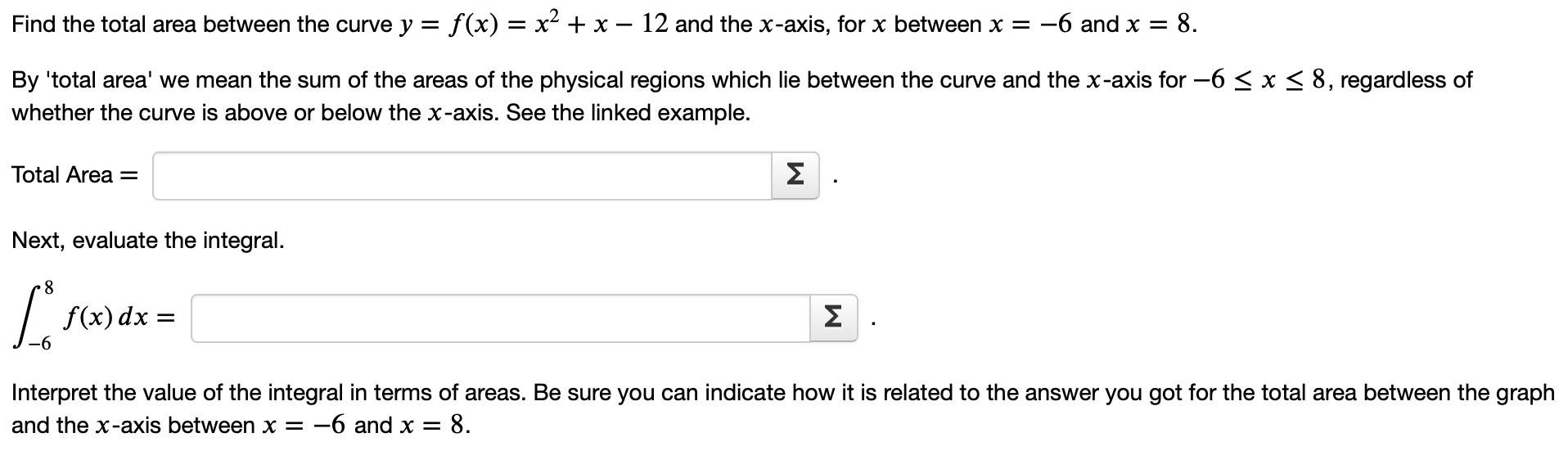 Solved Find the total area between the curve y = f(x) = x2 + | Chegg.com