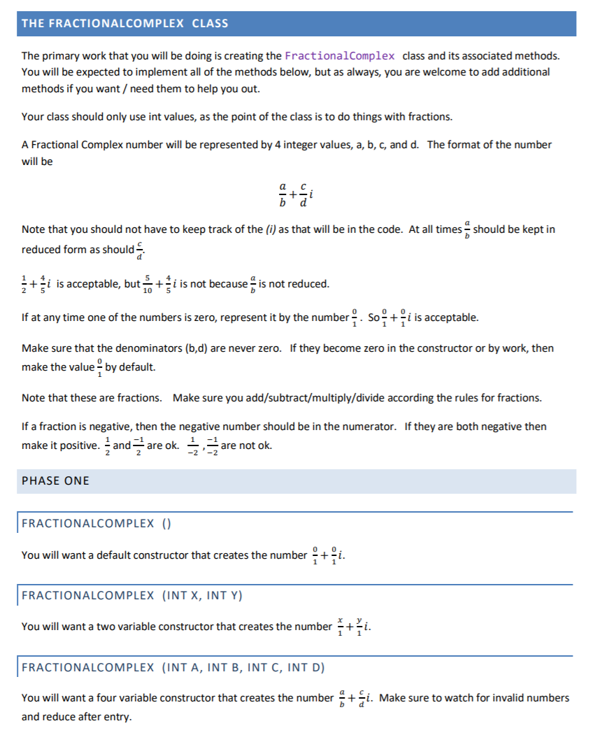 CS132 - PROGRAMMING ASSIGNMENT FRACTIONS OVERVIEW | Chegg.com