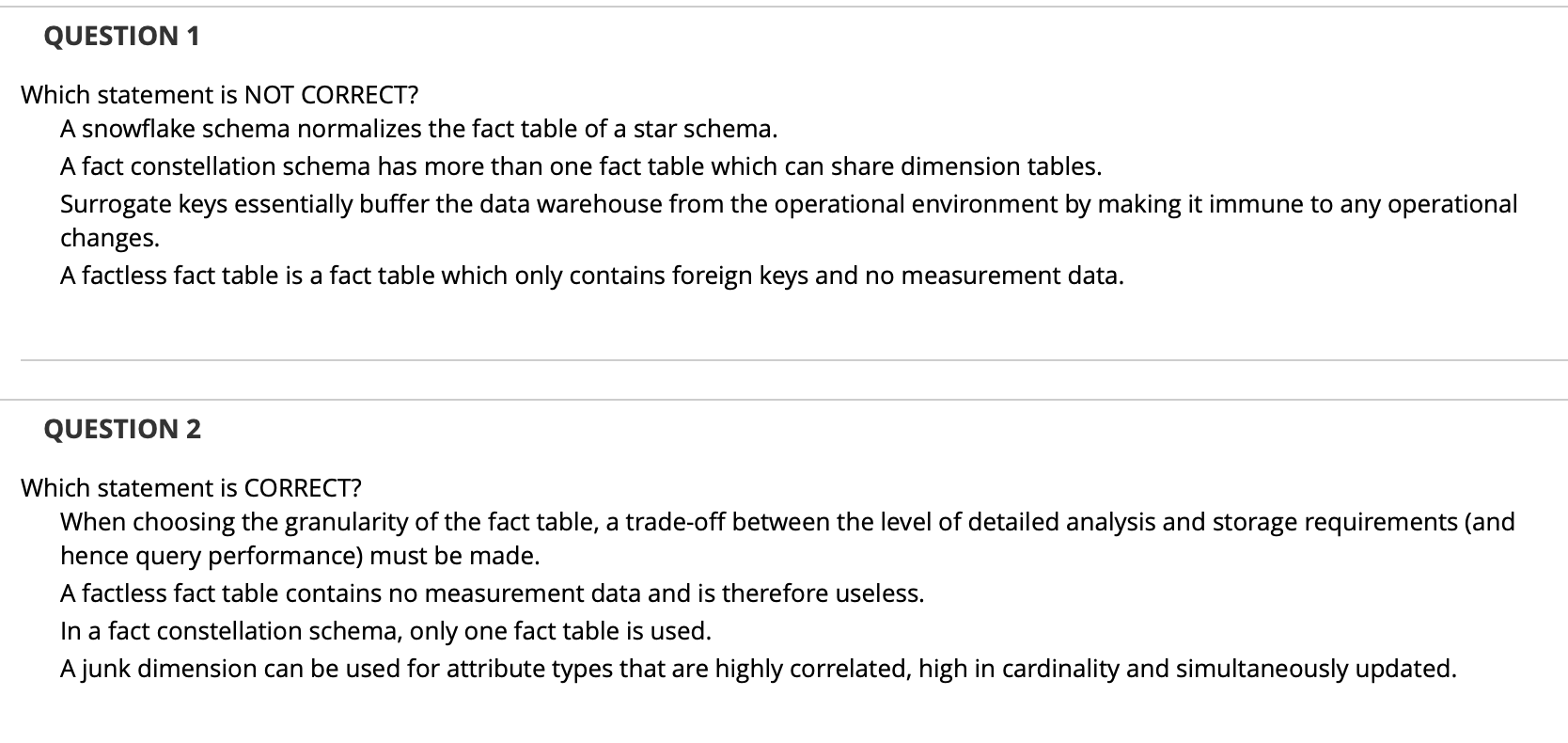 Solved QUESTION 1 Which statement is NOT CORRECT? A | Chegg.com