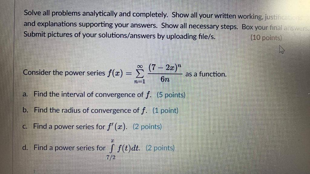 Solved Solve all problems analytically and completely. Show | Chegg.com