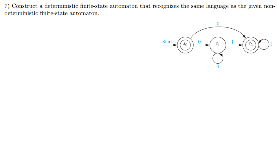 Solved 7 construct A Deterministic Finite State Automaton