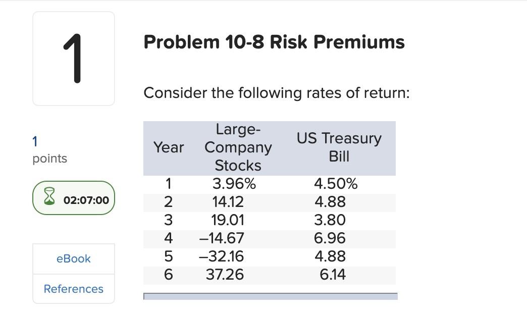 Solved Problem 10-8 Risk Premiums 1 Consider the following | Chegg.com