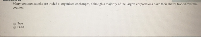 Solved Many common stocks are traded at organized exchanges, | Chegg.com