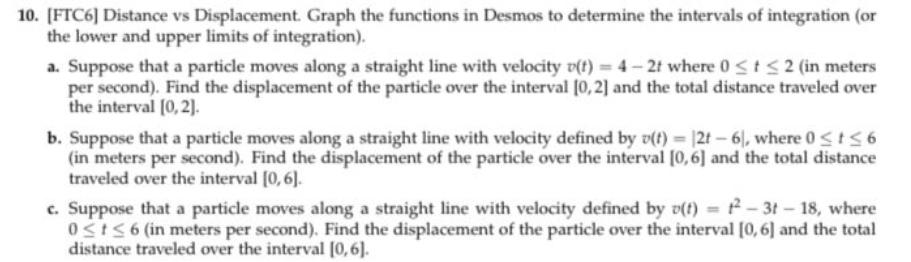 Solved 10. [FTC6] Distance vs Displacement. Graph the | Chegg.com