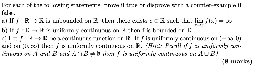 Solved 2c For each of the following statements, prove if | Chegg.com