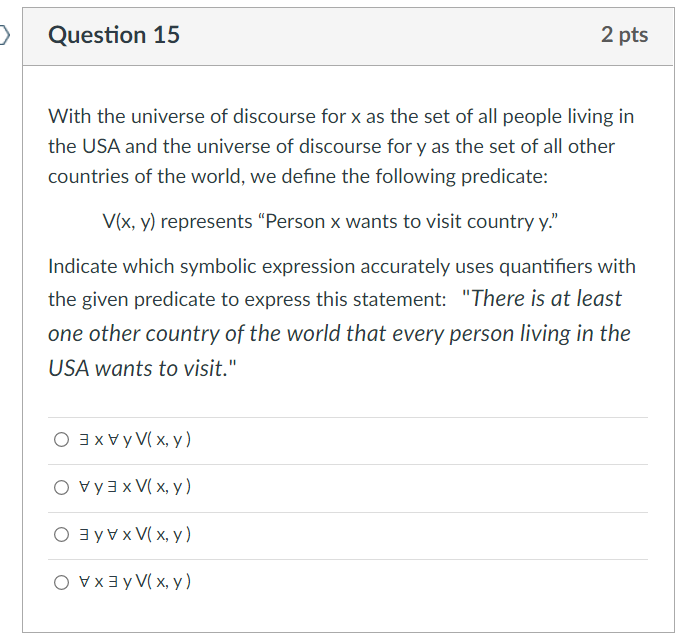 Solved With the universe of discourse for x as the set of | Chegg.com