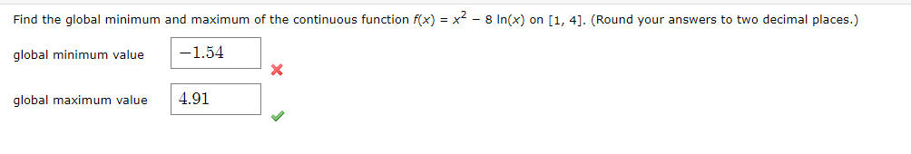 Solved Find the global minimum and maximum of the continuous | Chegg.com
