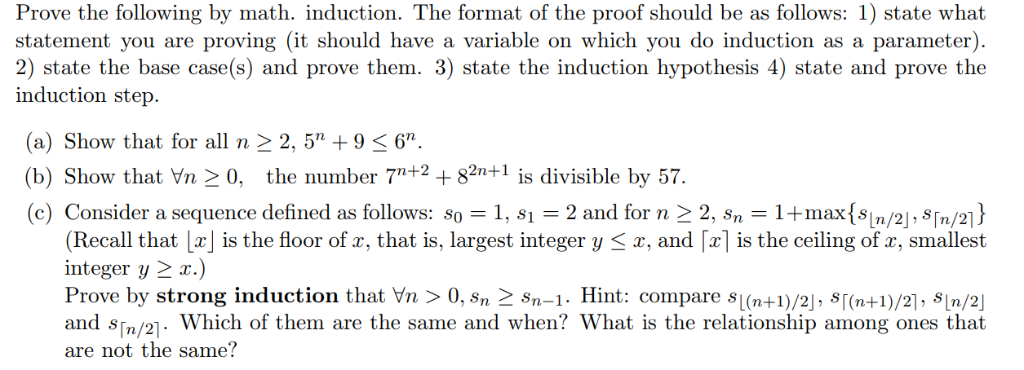 Solved Prove the following by math. induction. The format of | Chegg.com