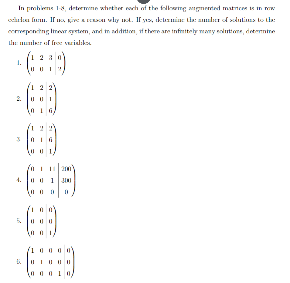 Solved In problems 1-8, determine whether each of the | Chegg.com