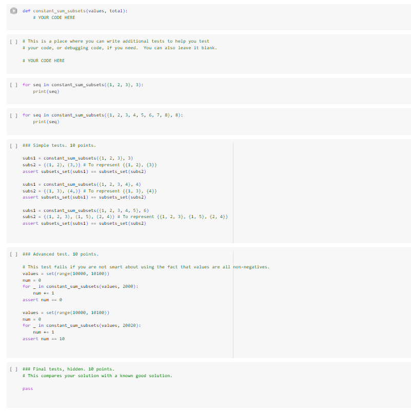 Solved Question 2: Iterating over all subsets with a given | Chegg.com