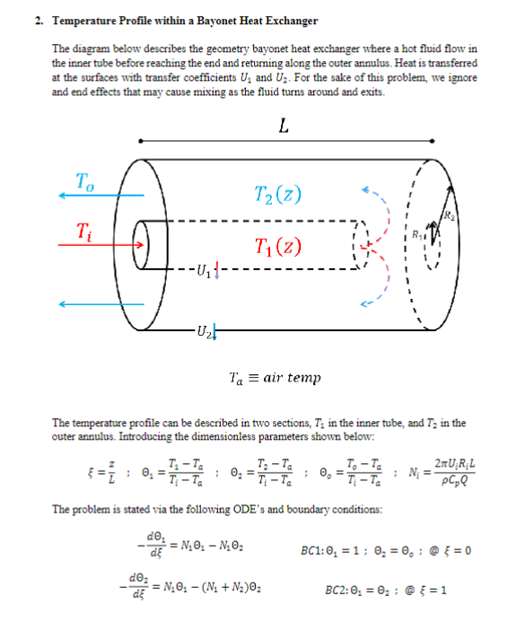 Solved Temperature Profile within a Bayonet Heat Exchanger | Chegg.com