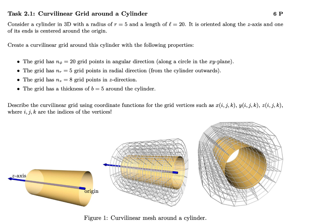 Task 2.1: Curvilinear Grid around a Cylinder 6 P | Chegg.com