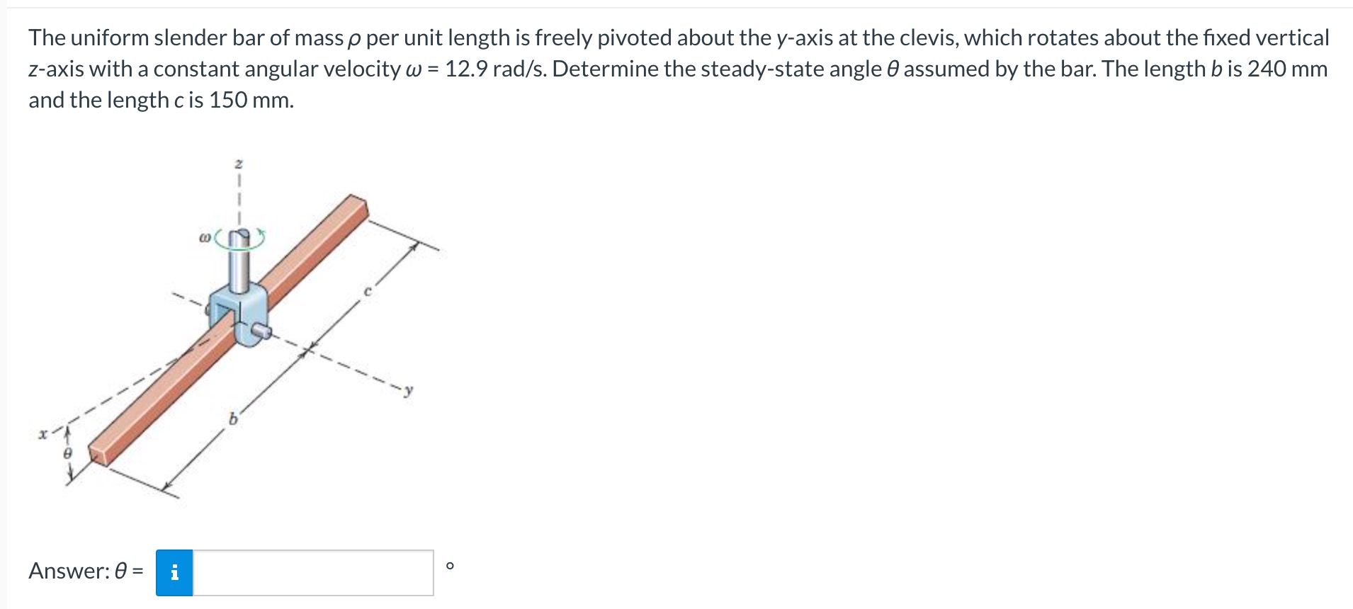 Solved The uniform slender bar of mass ρ per unit length is | Chegg.com