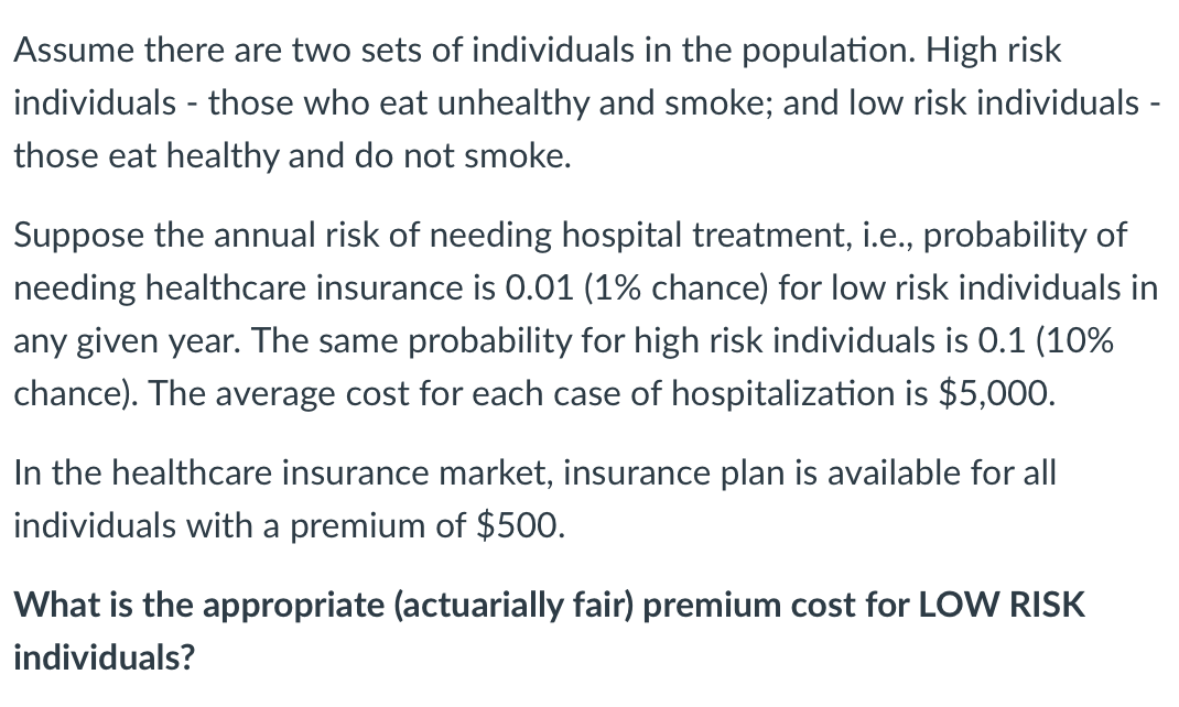 Solved Assume there are two sets of individuals in the | Chegg.com