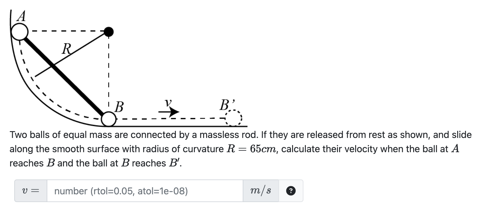 Solved Two balls of equal mass are connected by a massless | Chegg.com