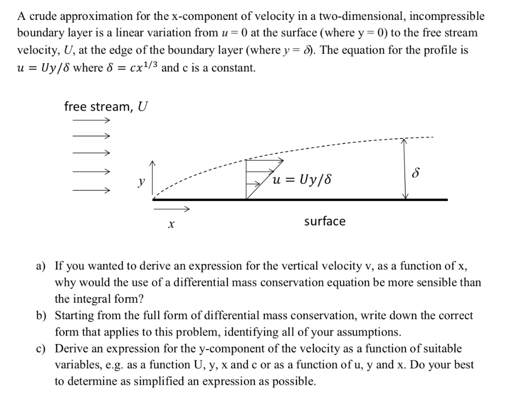 Solved A crude approximation for the x-component of velocity | Chegg.com