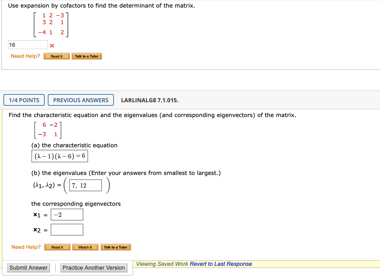 Solved Use expansion by cofactors to find the determinant of | Chegg.com