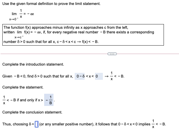 Solved Use the given formal definition to prove the limit | Chegg.com