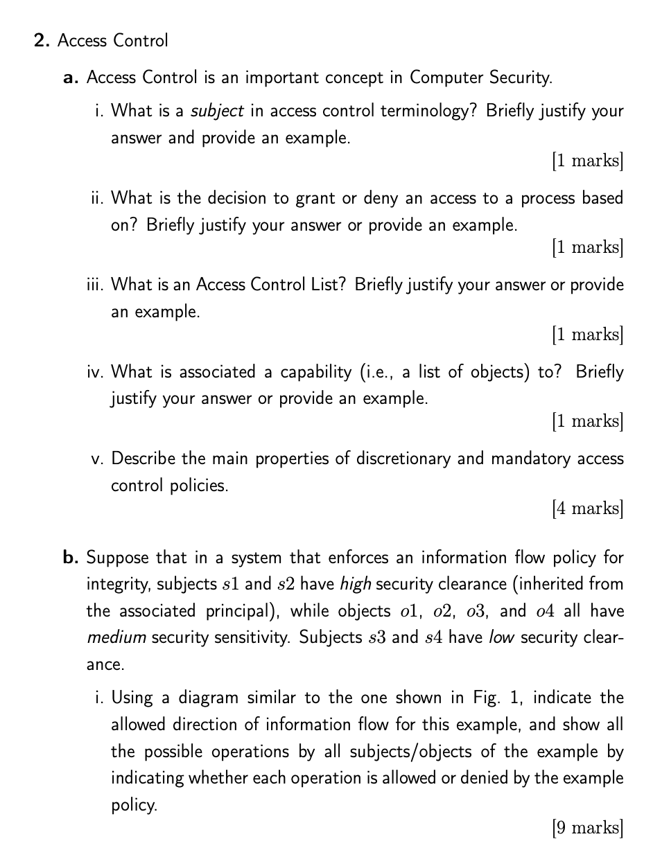 Solved 2. Access Control a. Access Control is an important | Chegg.com