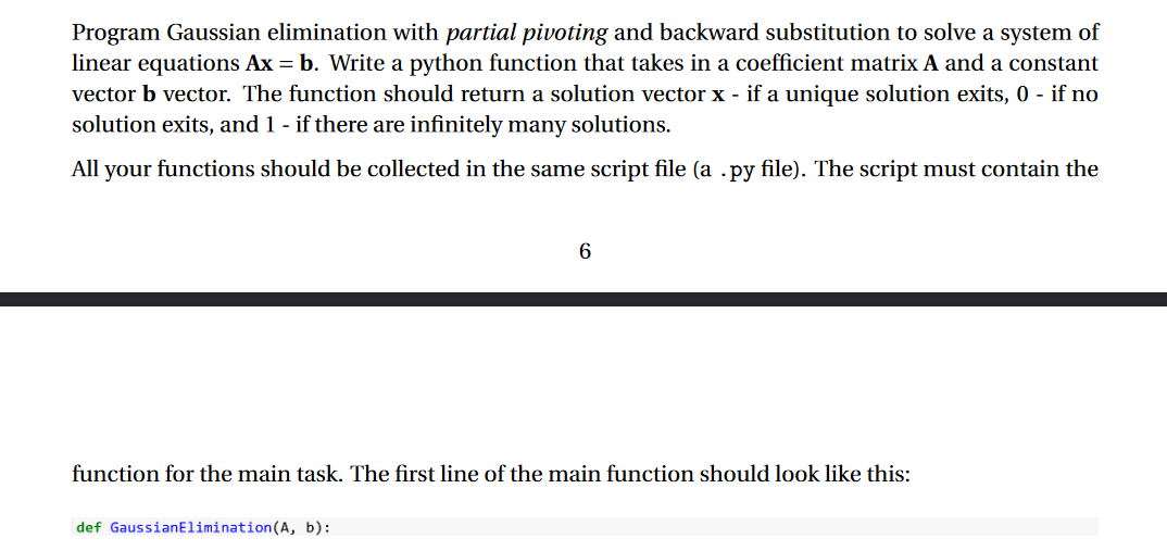 Solved Program Gaussian Elimination With Partial Pivoting